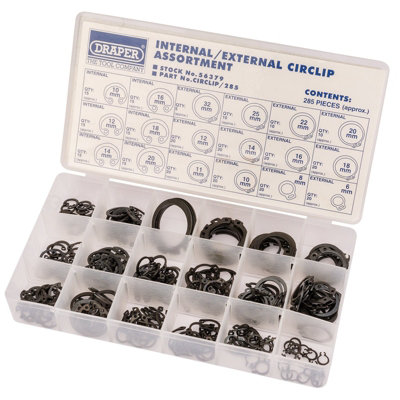 Draper Internal and External Circlip Assortment (285 Piece) 56379 | DIY ...