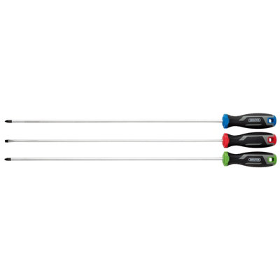 Draper Long Reach Soft Grip Screwdriver Set (3 Piece) 13429