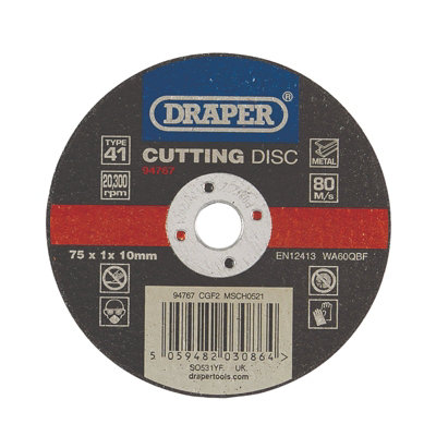 Draper Metal Cutting Disc, 75 x 1 x 10mm 94767