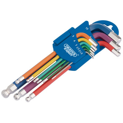 Draper Metric Coloured Hexagon and Ball End Key Set 9 Piece 66132