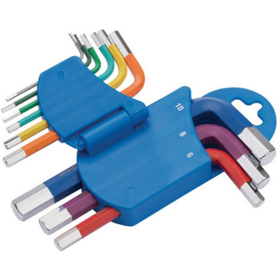 Draper Metric Coloured Short Arm Hexagon Key Set 9 Piece 66126