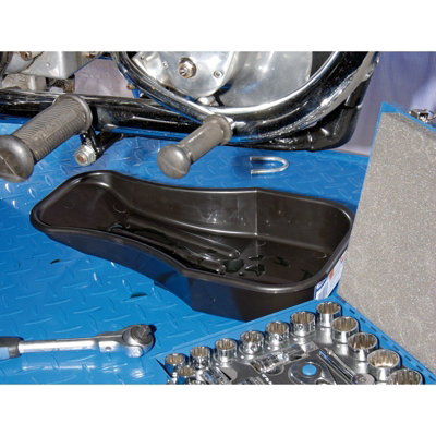 Draper Motorcycle Oil Drain Pan Slimline HDPE Chemical Resistant Ribbed ...