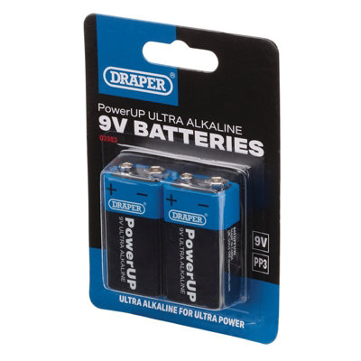 Draper PowerUP Ultra Alkaline 9V Batteries (Pack of 2) 03983 | DIY at B&Q