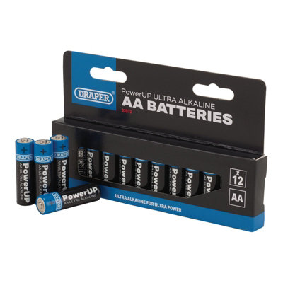 Draper PowerUP Ultra Alkaline AA Batteries (Pack of 12) 03972