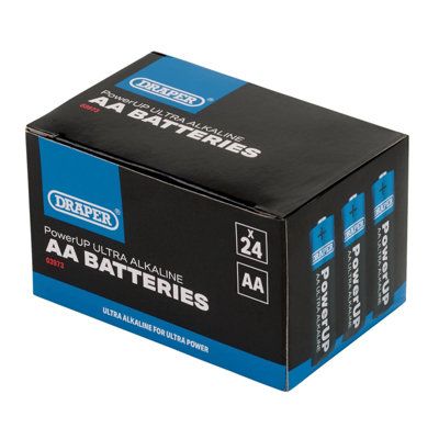 Draper PowerUP Ultra Alkaline AA Batteries (Pack of 24) 03973 | DIY at B&Q