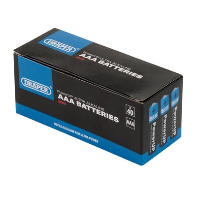 Draper PowerUP Ultra Alkaline AAA Batteries (Pack of 40) 03970 | DIY at B&Q
