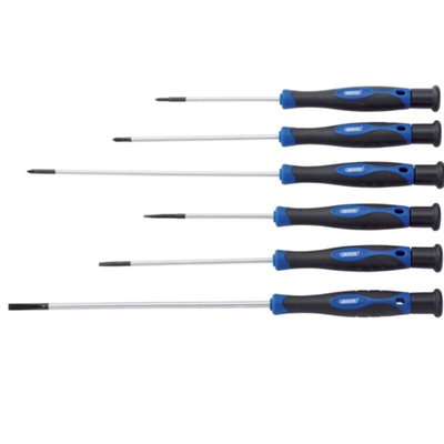 Draper Precision Screwdriver Set (Pack of 6) Blue/Black/Silver (One Size)