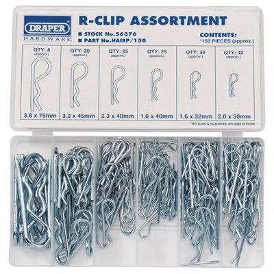 Draper R-Clip Assortment (150 Piece) 56376