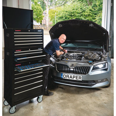 Draper Roller Tool Cabinet, 7 Drawer, 26", Black 35743