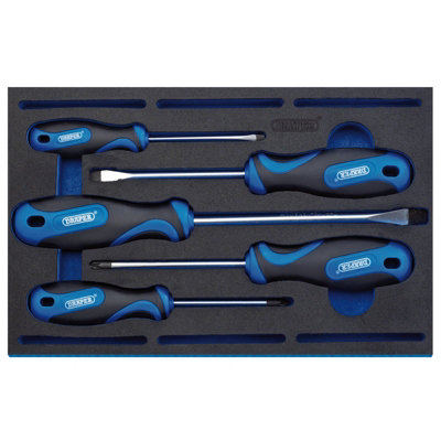 Draper Soft Grip Screwdriver Set in 1/4 Drawer EVA Insert Tray (5 Piece ...