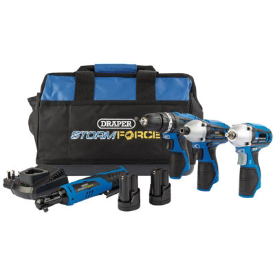 Draper Storm Force 10.8V Power Interchange 4 Piece Kit, 2 x 1.5Ah ...