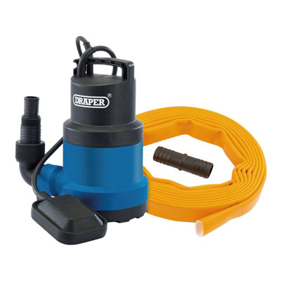 Draper Submersible Clean Water Pump with Float Switch and Layflat Hose ...