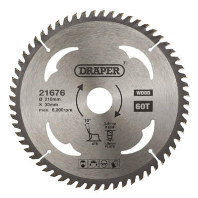 Draper TCT Circular Saw Blade for Wood, 210 x 30mm, 60T 21676
