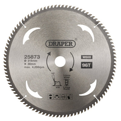 Draper TCT Circular Saw Blade for Wood, 315 x 30mm, 96T 25873