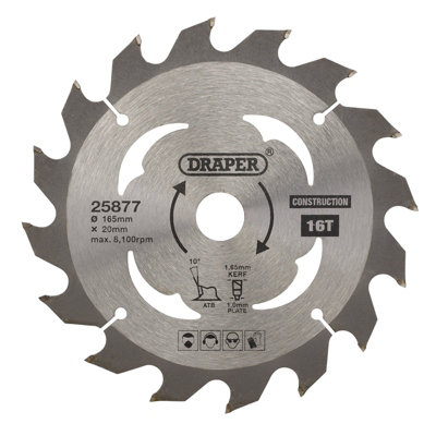 Draper TCT Cordless Construction Circular Saw Blade for Wood ...