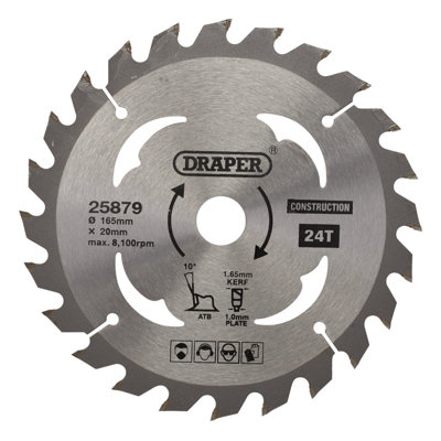 Draper TCT Cordless Construction Circular Saw Blade for Wood ...