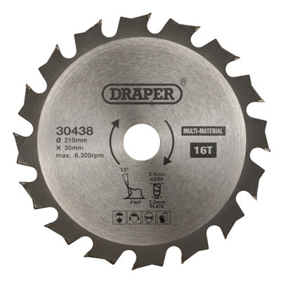 Draper TCT Multi-Purpose Circular Saw Blade, 210 x 30mm, 16T 30438