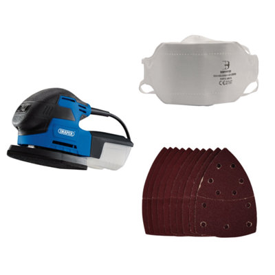 Draper Tools 220W Tri-Palm Sander, Sanding Sheet Assortment & FFP3 Dust ...
