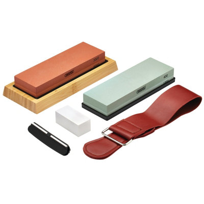 Draper Whetstone Sharpening Stone Set with Non-Slip Base and Angle ...