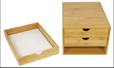 Drawer Bamboo Home Office Desktop Tidy A4 Sturdy Stationary Storage ...
