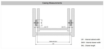 Drawer runners - Full extension - solid metal ball bearing 35 kg - 700mm