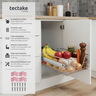Drawer with Telescopic Runners - chrome finish, adjustable width, with ...
