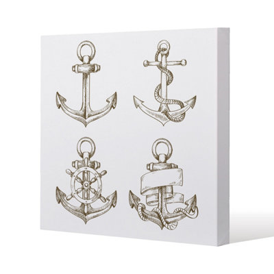 Buy Drawn Anchors (Canvas Print) / 46 x 46 x 4cm | DIY at B&Q