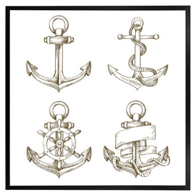 Drawn anchors (Picutre Frame) / 30x30" / White