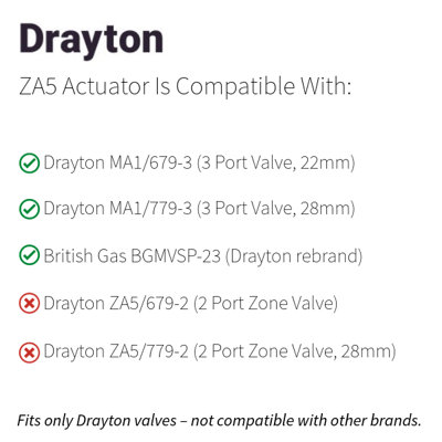 Drayton MA1 3-Port Mid-Position Valve Actuator Head 27651, Snap-On ...