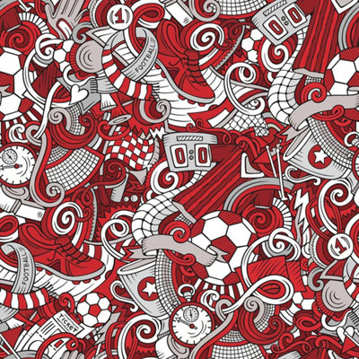 Dream Team Wallpaper in Red and Grey and White
