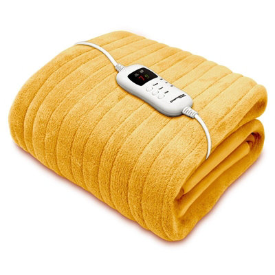 DREAMCATCHER DELUXE GOLD ELECTRIC THROW HEATED DOUBLE OVER BLANKET SOFT ...