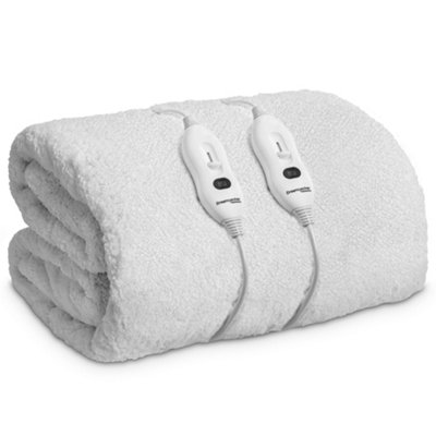 Dreamcatcher Superking Size Electric Blanket Dual Control Fitted Sherpa ...