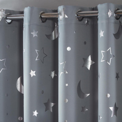 Grey curtains with stars store