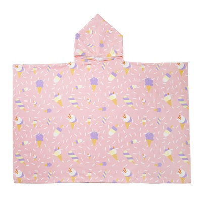 Dreamscene Kids Ice Cream Hooded Poncho Towel Swimming Changing Robe ...