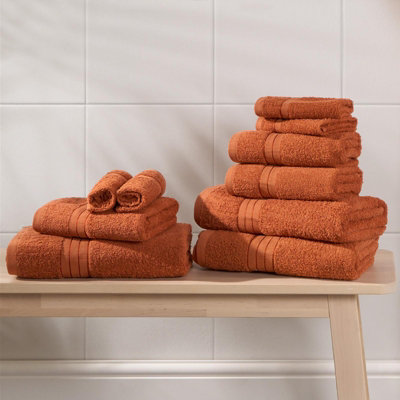 Dreamscene Luxury Supersoft Towel Bale Set, Cotton, Orange, 10 Piece Bath