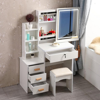 Dressing Table, LED Lights with Adjustable Brightness, Vanity Table ...