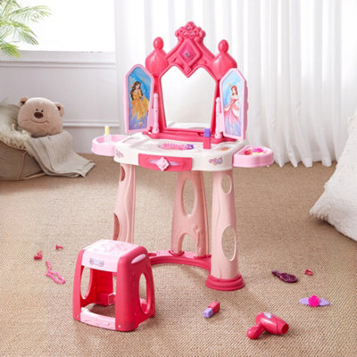 Dressing Table Toy Set with Drawer and Stool for Kids 82cm H