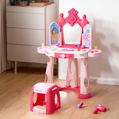 Dressing Table Toy Set with Drawer and Stool for Kids 82cm H