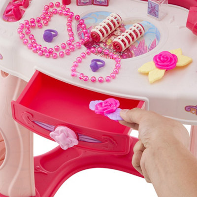 Dressing Table Toy Set with Drawer and Stool for Kids 82cm H