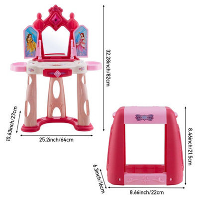 Dressing Table Toy Set with Drawer and Stool for Kids 82cm H