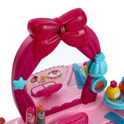 Dressing Table Toy Set with Stool Lights and Music for Kids Pink