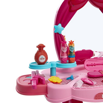 Dressing Table Toy Set with Stool Lights and Music for Kids Pink