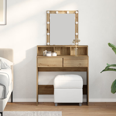 Dressing Table with Mirror and LEDs Artisan Oak Engineered Wood