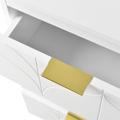 Dressing Table with Side Table with 6 Drawers, Shock-resistant Rounded ...