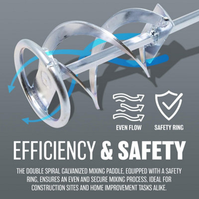 Drill Paint Pot Plaster Mixer Stirrer Mixing Paddle Whisk Rod 60 X 400 ...