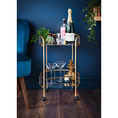 Drinks Trolley Kitchen Island Bar Cart Trolley Serving Cart With Two ...