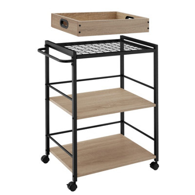 Drinks Trolley Worcester - 3 shelves and removable tray, 4 swivel ...