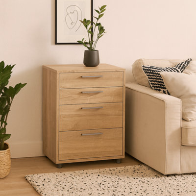 Dris Natural Oak-Effect Office Filing Cabinet 4 Drawers