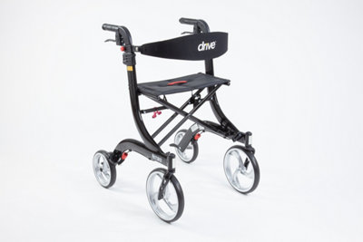 Drive Nitro Rollator - Black 4-wheeled Folding Rollator with Bag, Seat ...