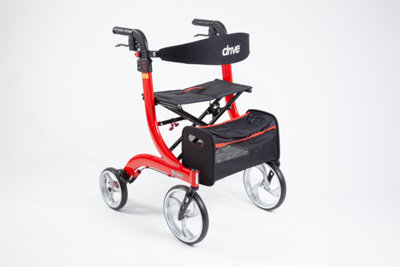 Drive Nitro Rollator Red - Medium 4-wheeled Folding Rollator with Seat ...